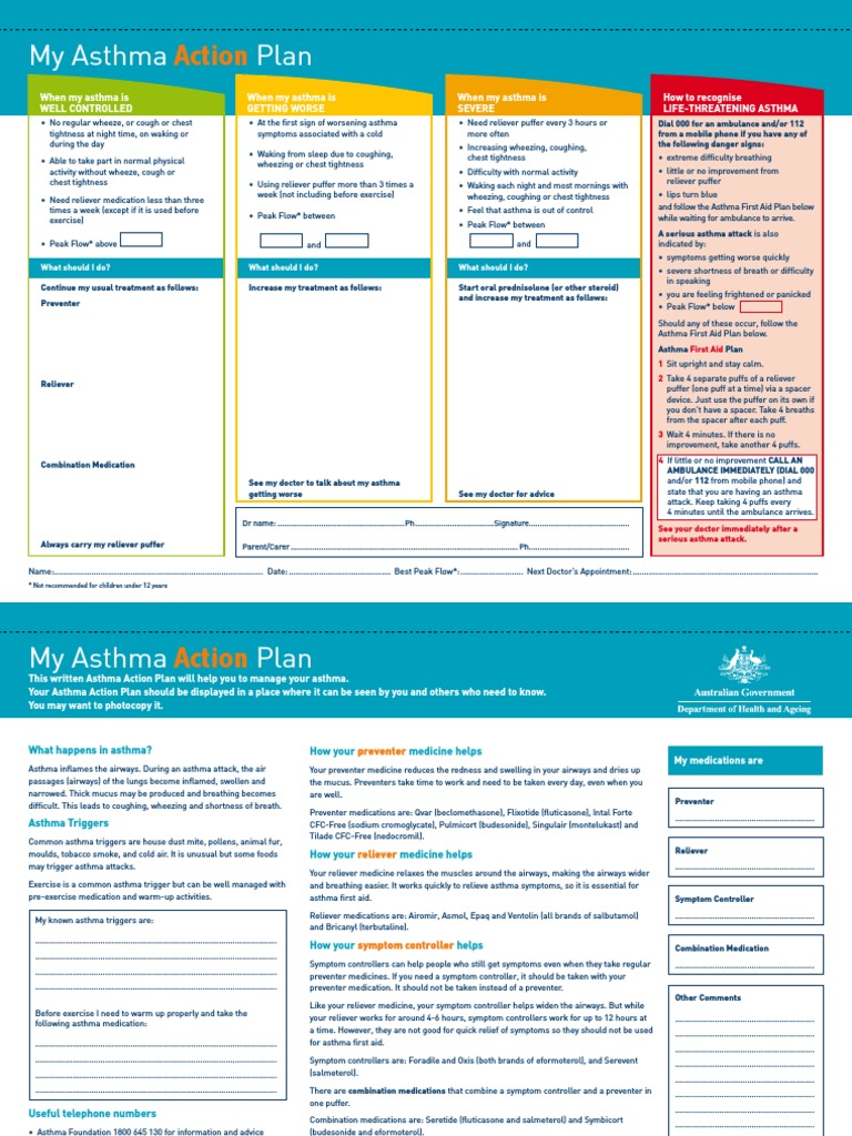 My Asthma Action Plan Template | PDF | Asthma | Respiratory Tract