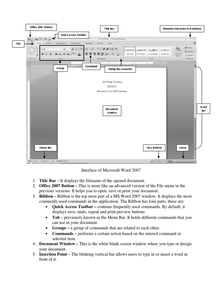 Microsoft Word 2007 Interface Overview | PDF | Career & Growth