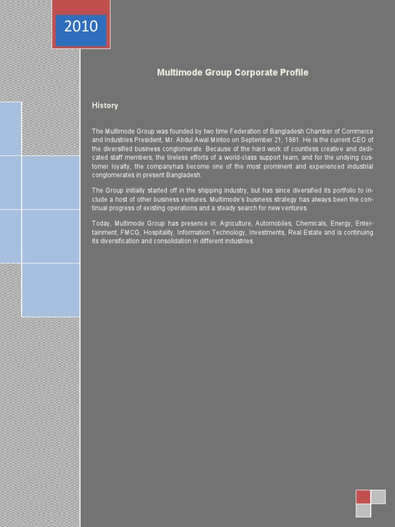 Corporate Profile of Multimode Group | PDF | Bangladesh | Dhaka