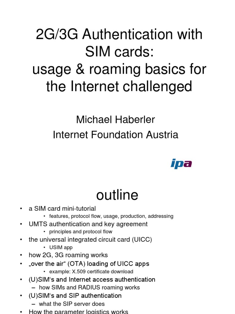 03 - 2G-3G Authentication With SIM Cards - 2003 | PDF | Subscriber Identity Module | Radius