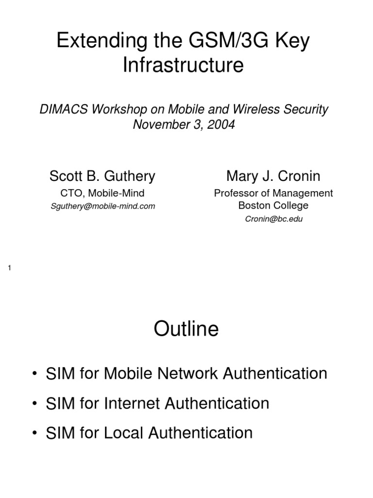 05 - Extending The GSM-3G Key Infrastructure DIMACS Workshop - 2004 | PDF | Subscriber Identity ...