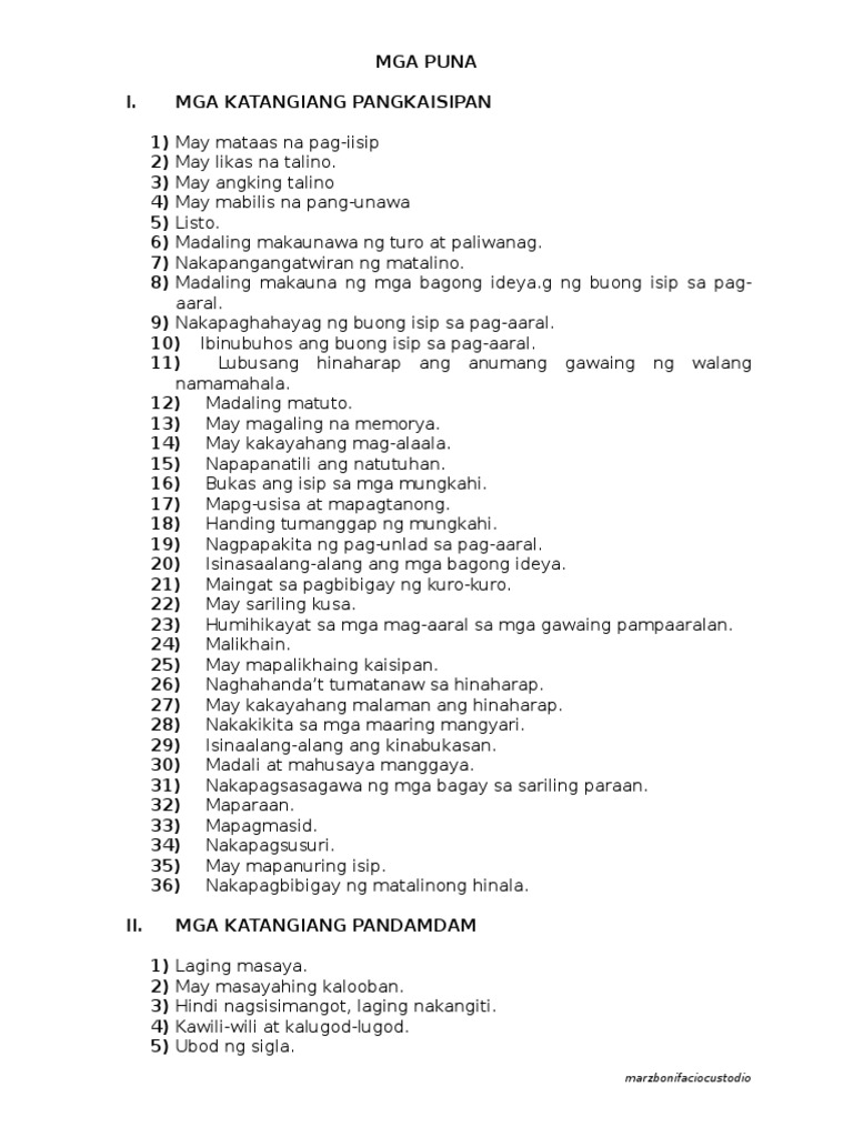 Mga Puna | PDF