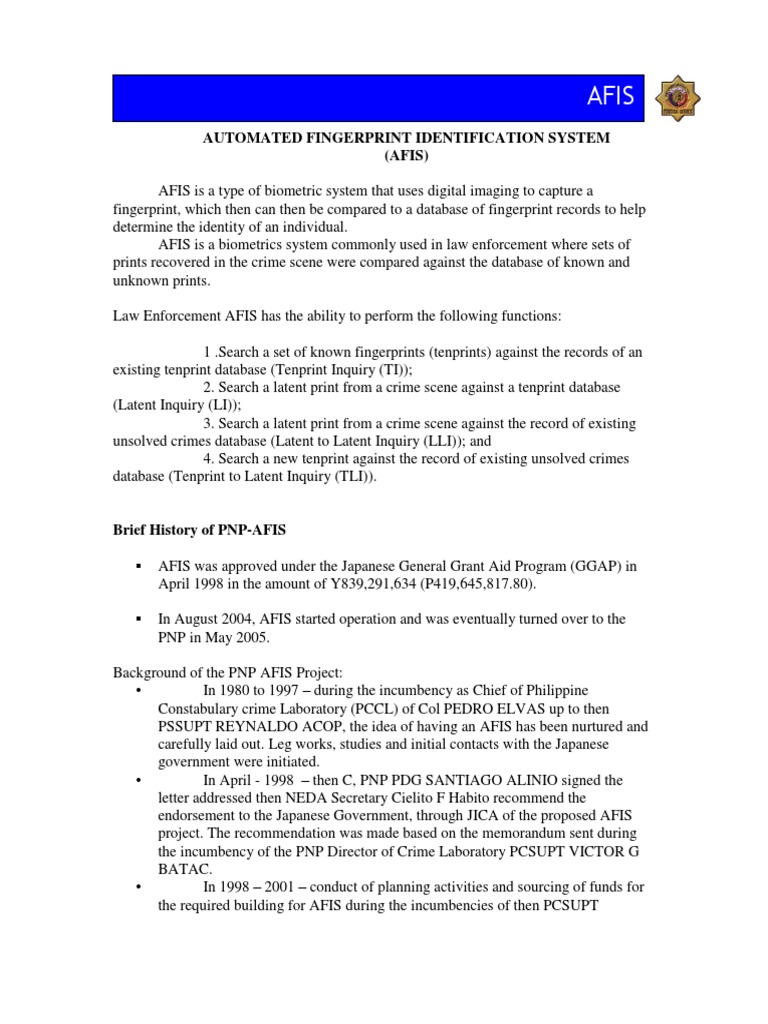 Afis Web | PDF | Fingerprint | Identity Document