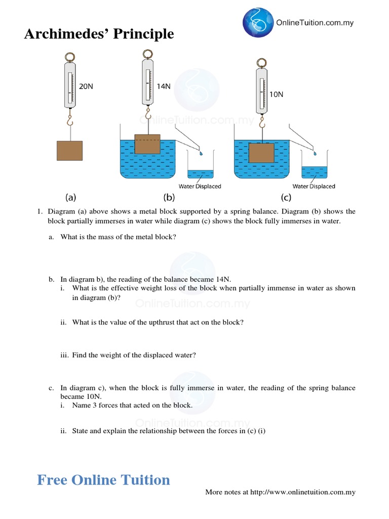 Structure Questions Archimedes Principle | PDF | Buoyancy | Density