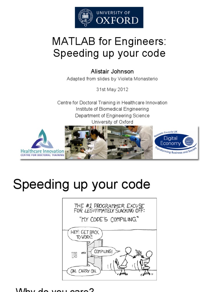 Speeding Up Your Code | PDF | Matlab | Matrix (Mathematics)