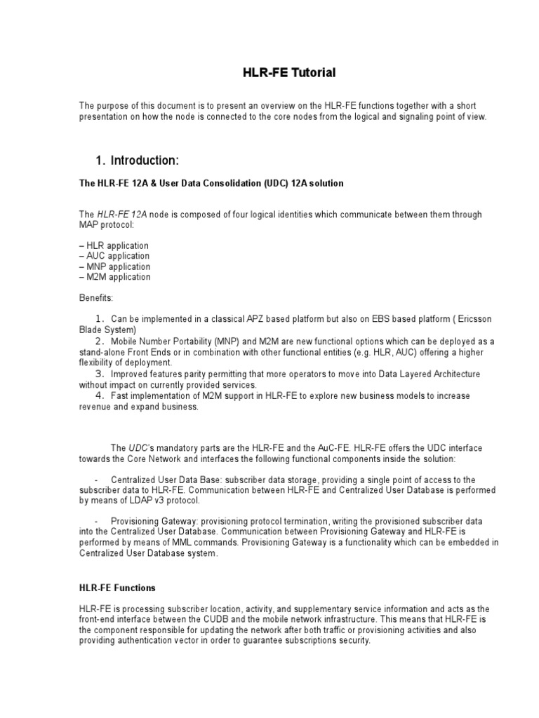 HLR FE Tutorial | PDF | Provisioning | Digital Technology