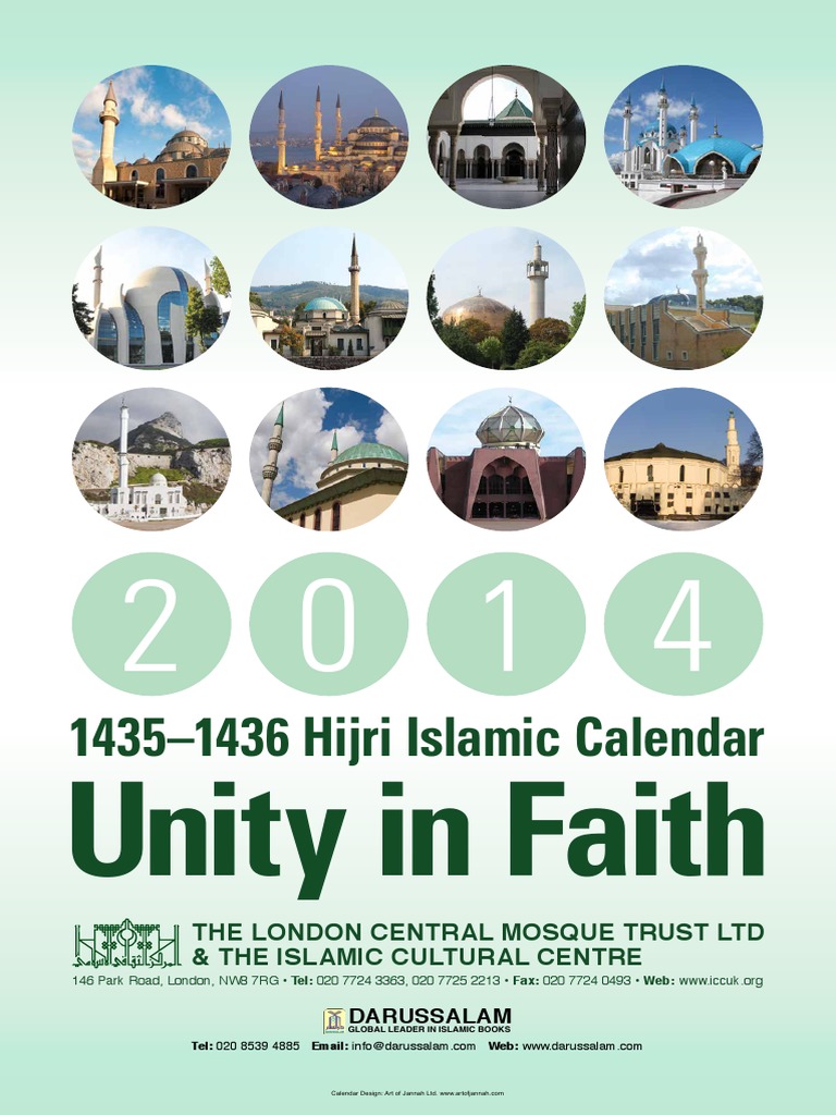 1435-1436 Hijri Islamic Calendar: Unity in Faith | PDF | Mosque | Libraries