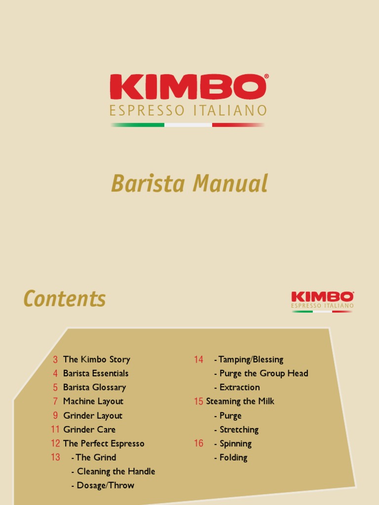 Kimbo Barista Training Manual - Low Res | PDF | Coffee | Caffeinated Drinks