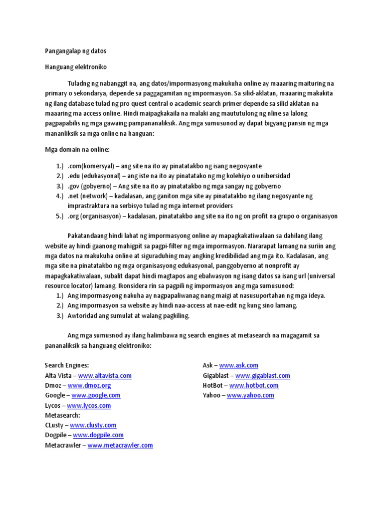 Pangangalap NG Datos | PDF