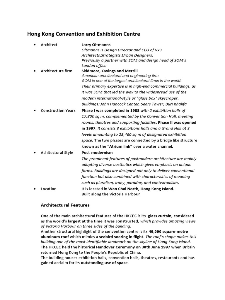 HKCEC: Architectural Overview and Impact | PDF