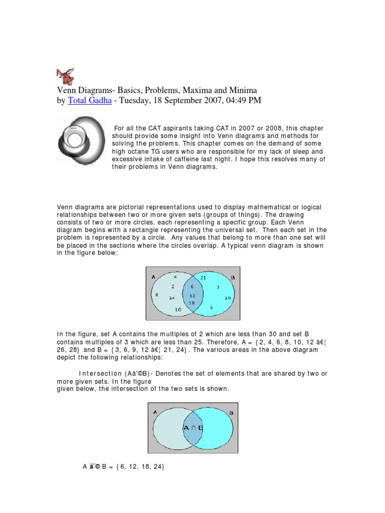 Microsoft Word - Venn Diagrams - Basics, Problems, Maxima and Minima ...