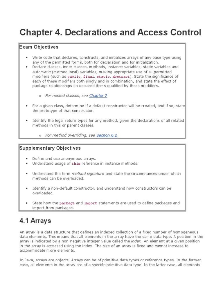 Chapter04 - Declarations and Access Control | PDF | Constructor (Object ...