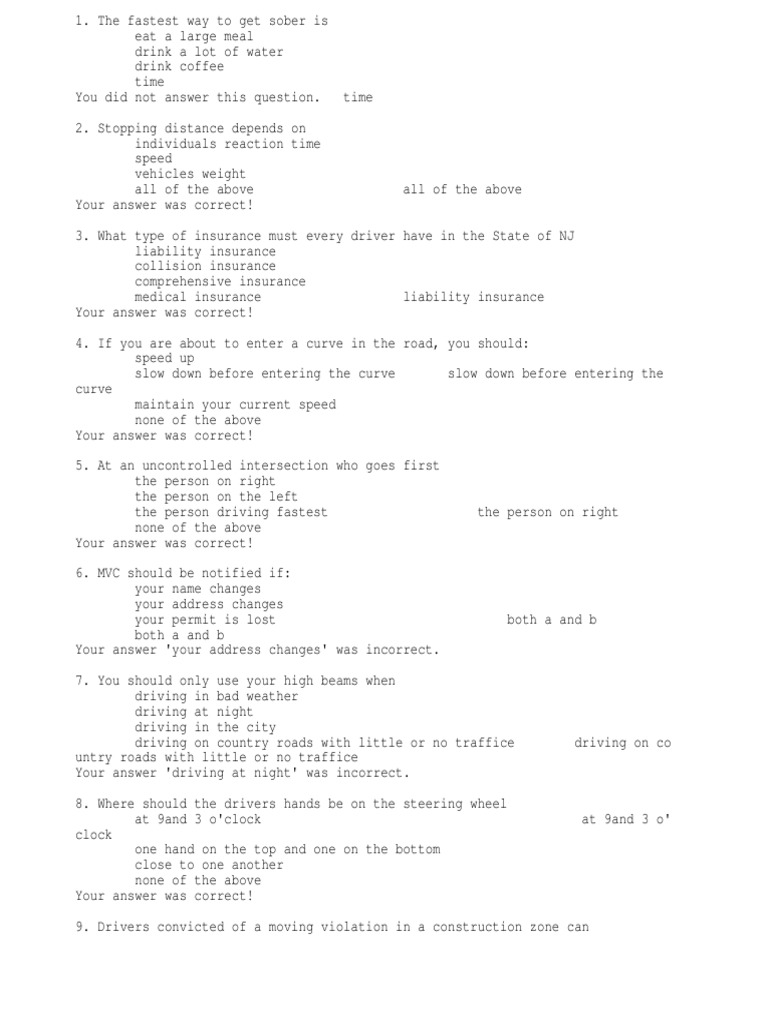 Test de Licencia CDL NJ | PDF | Driving | Intersection (Road)