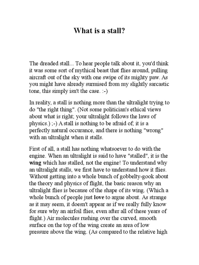 What Is A Stall | PDF | Stall (Fluid Mechanics) | Flight