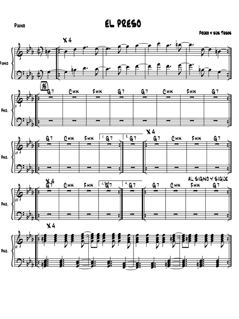PARTITURA El Preso (Salsa) - Piano | PDF