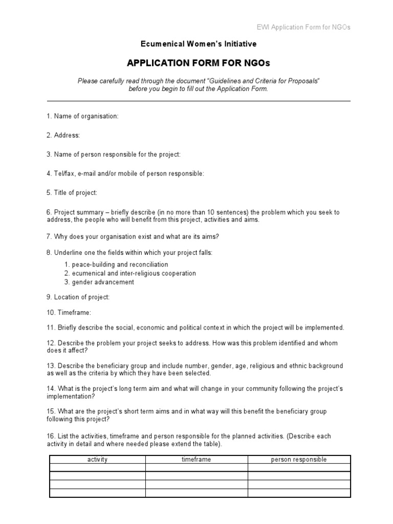 Application Form Ngos Non Governmental Organization Public Sphere