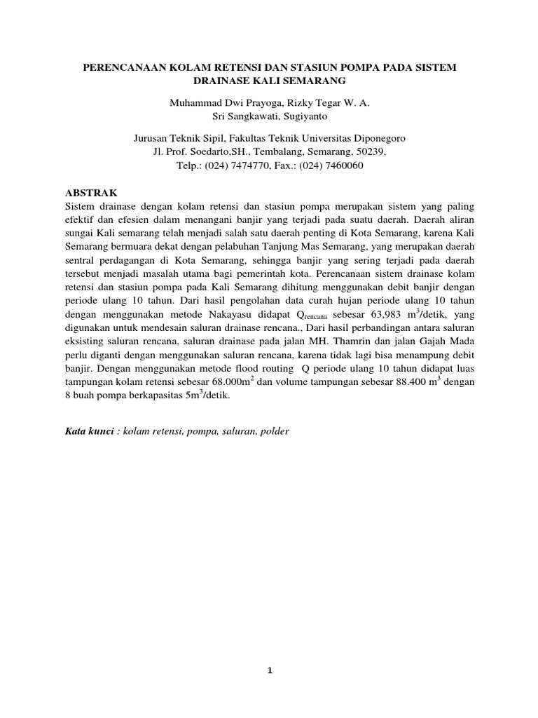 Perencanaan Kolam Retensi | PDF