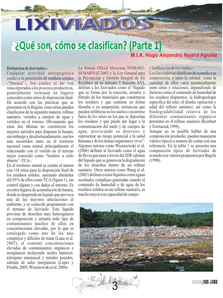 Definición y clasificación de lixiviados | PDF | Residuos | Contaminación