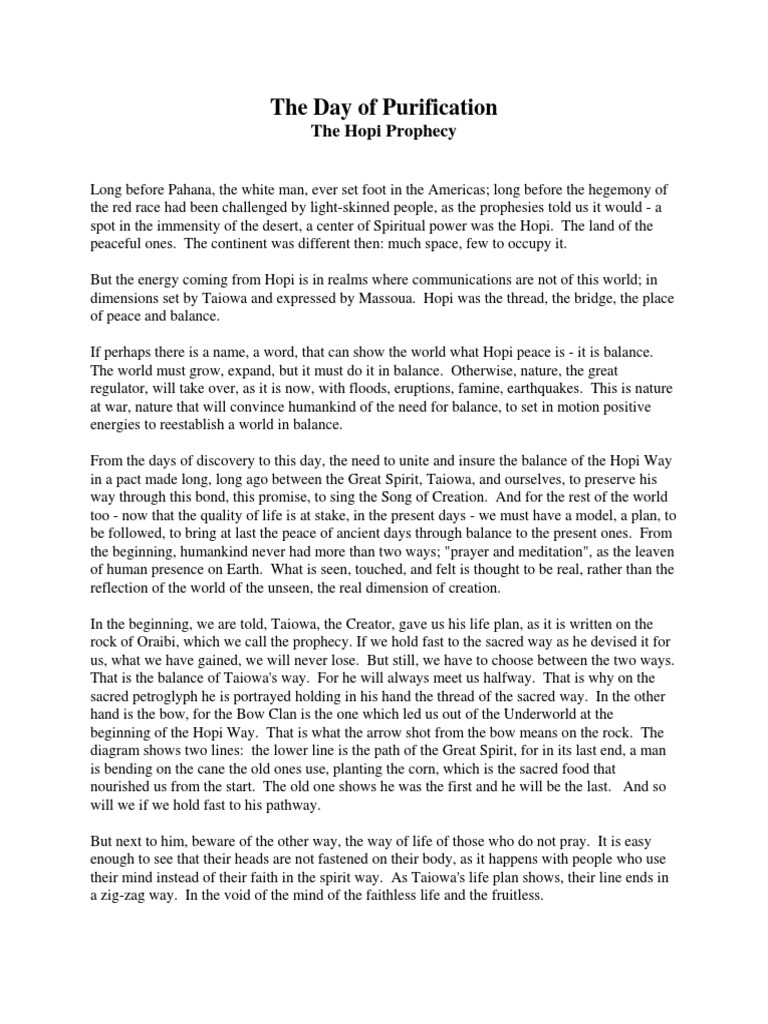 The Hopi Prophecy of Purification: Insights into Maintaining Balance ...