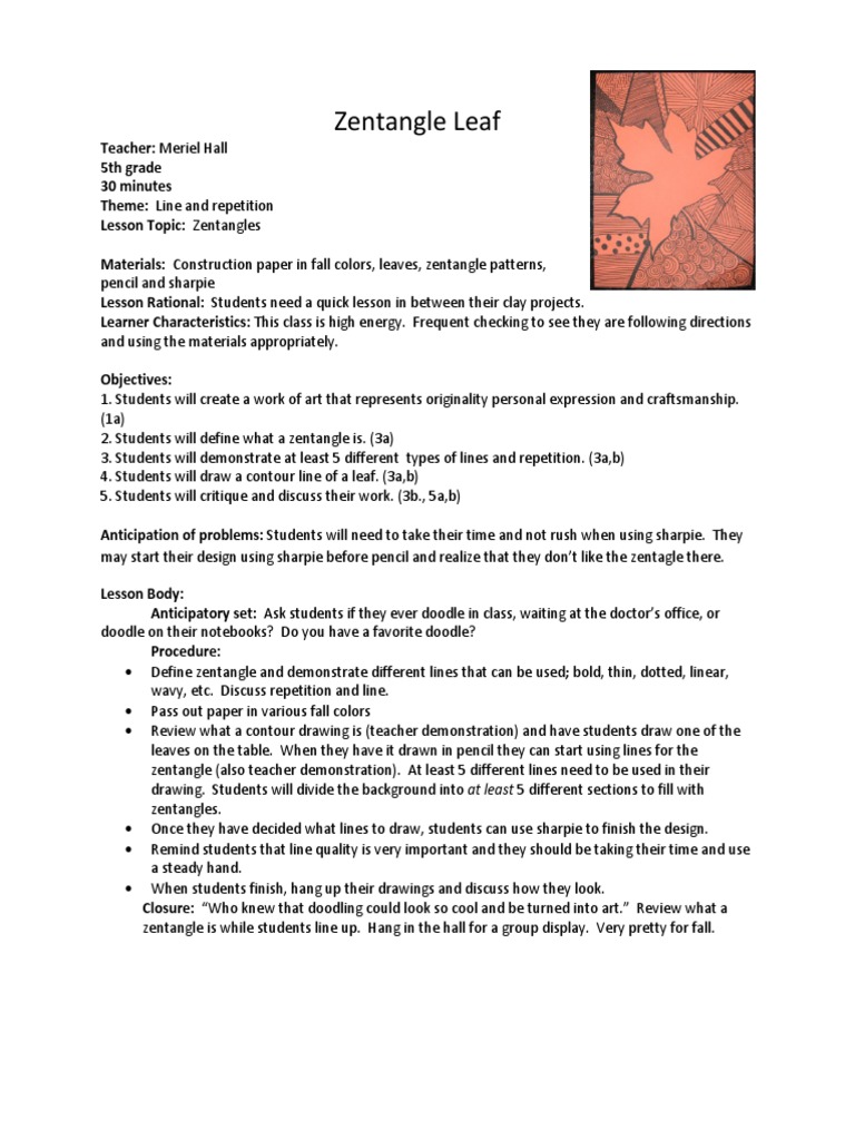 Zentangle Leaf Modified | PDF | Pedagogy | Teaching