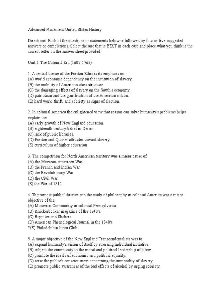 APUSH Exam Practice Questions | PDF | Abolitionism In The United States ...