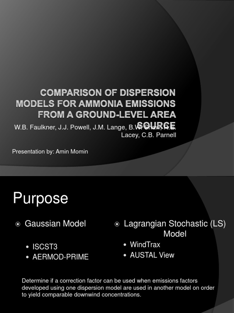 Comparison of Dispersion Models For Ammonia Emissions From | PDF | Diffusion | Ammonia