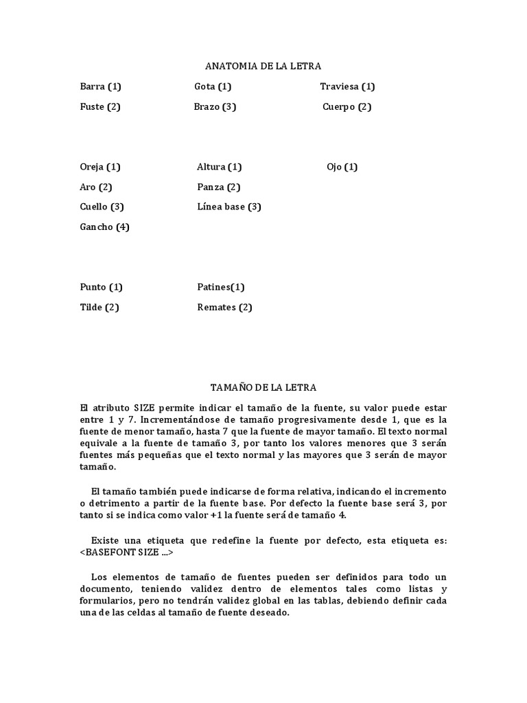 Anatomía de la Letra y Tipografía | PDF | Tipografía | Texto