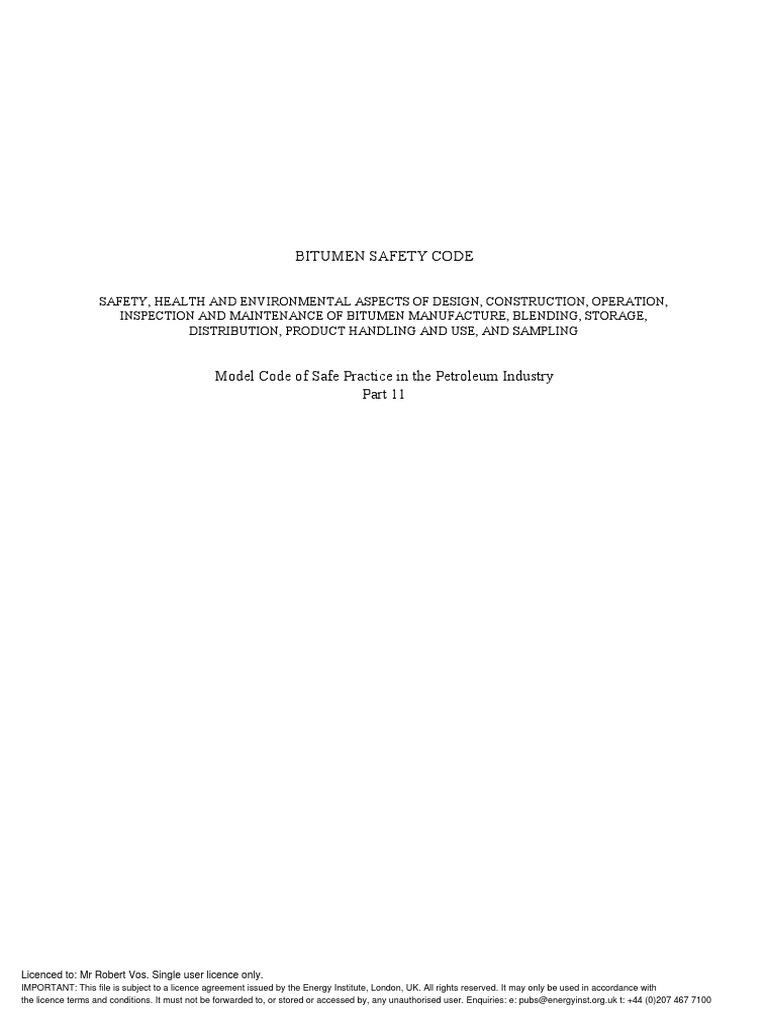 Bitumen Safety Code | PDF | Asphalt | Odor