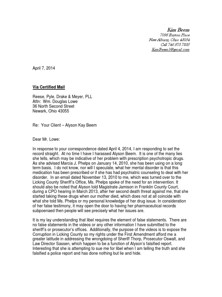 Response to the threatening letter from Reese Pyle Drake & Meyer ...