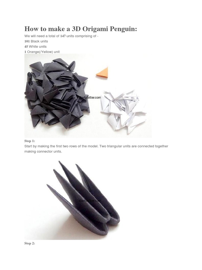 3D Origami Penguin Instructions | PDF | Teaching Methods & Materials ...
