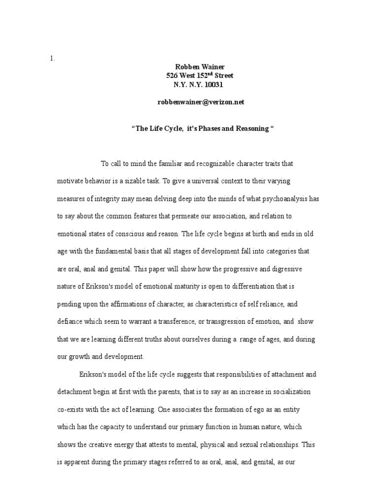 Life Cycle Report | PDF | Id | Socialization