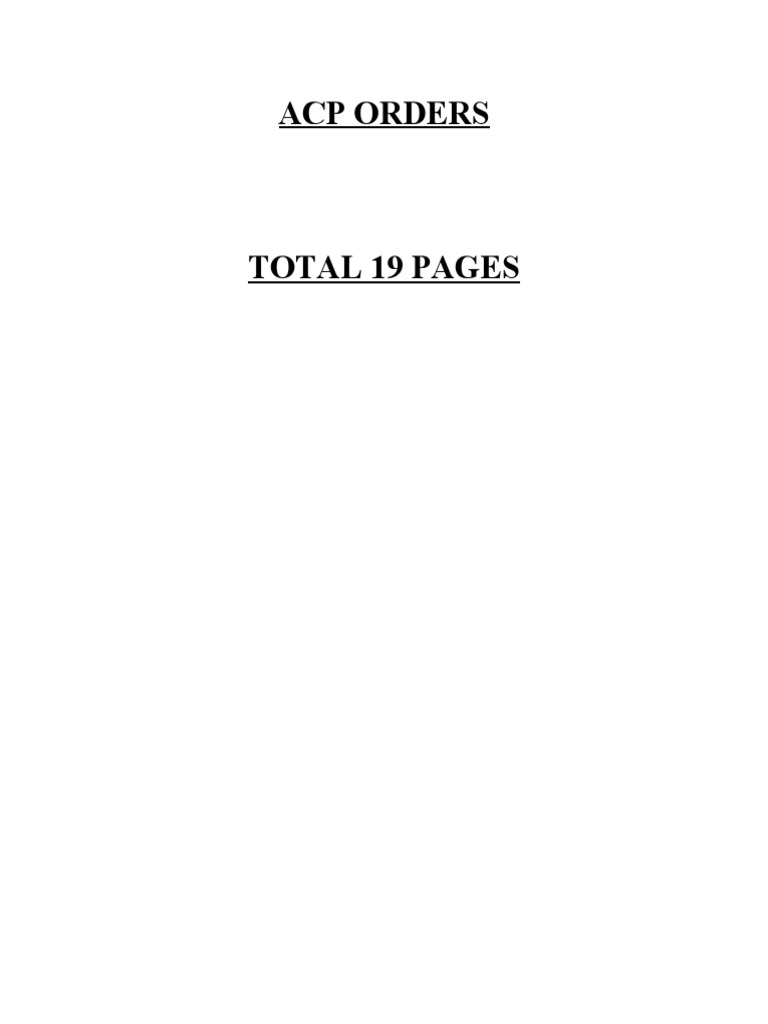 ACP Orders Overview and Guidelines | PDF