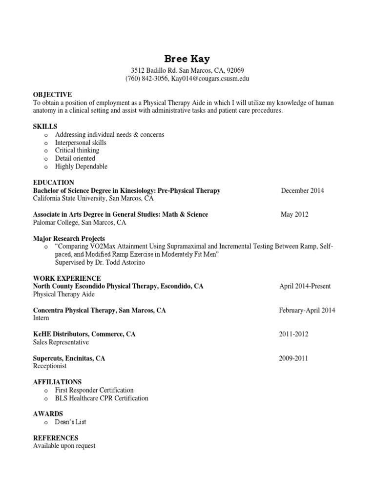 Bree Kay Resume-Kine 495 | PDF