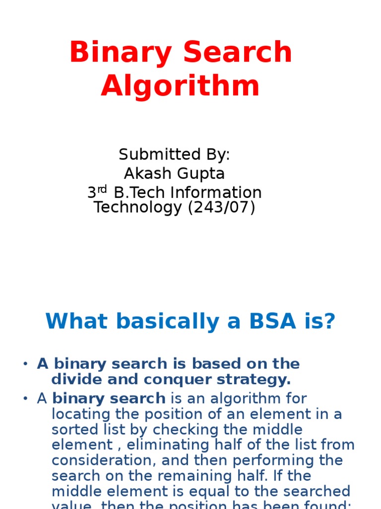 Binary Search Algorithm | PDF | Algorithms | Algorithms And Data Structures