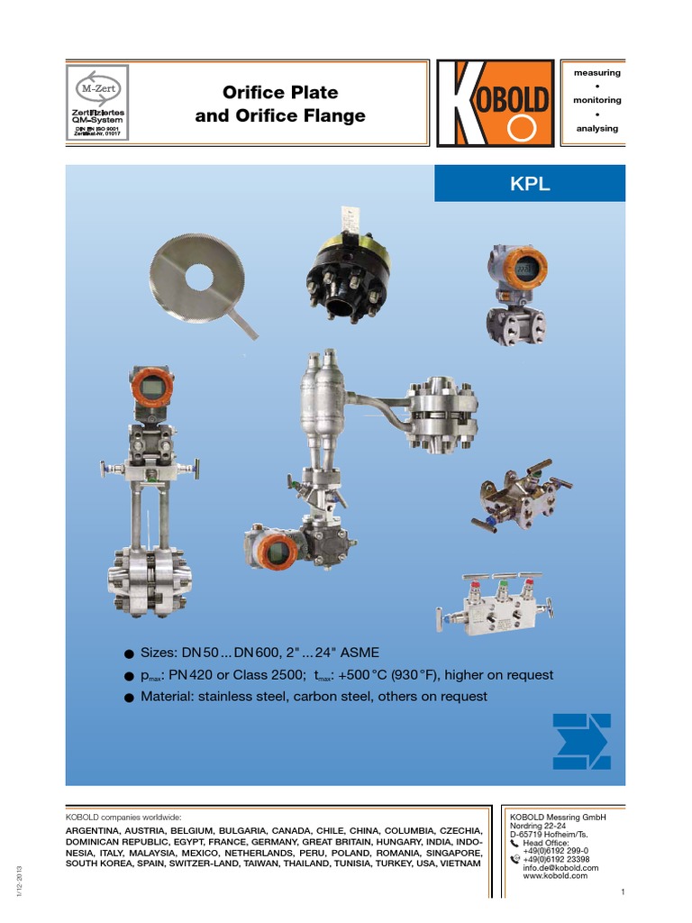 Orifice Plate Brochure | PDF | Pipe (Fluid Conveyance) | Gases