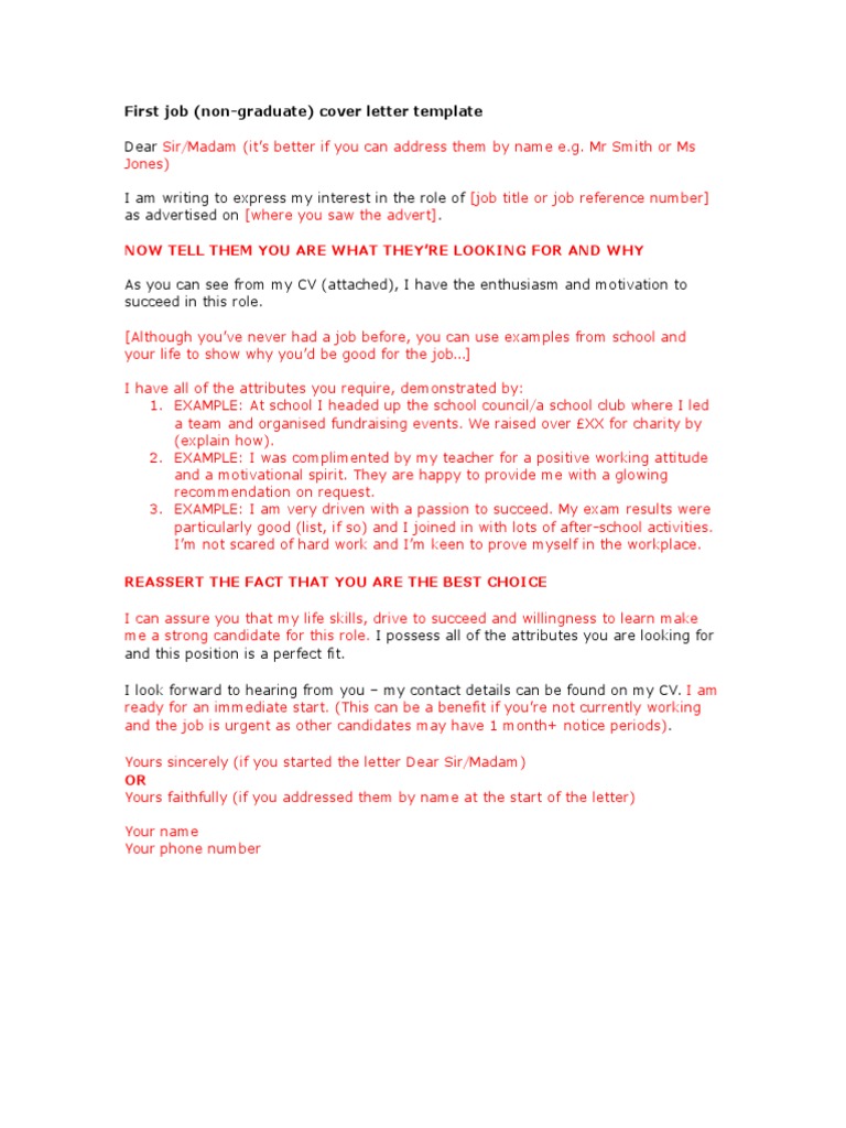 First Job Cover Letter Template | PDF
