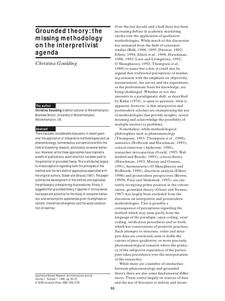 GOULDING Grounded Theory | PDF | Qualitative Research | Theory