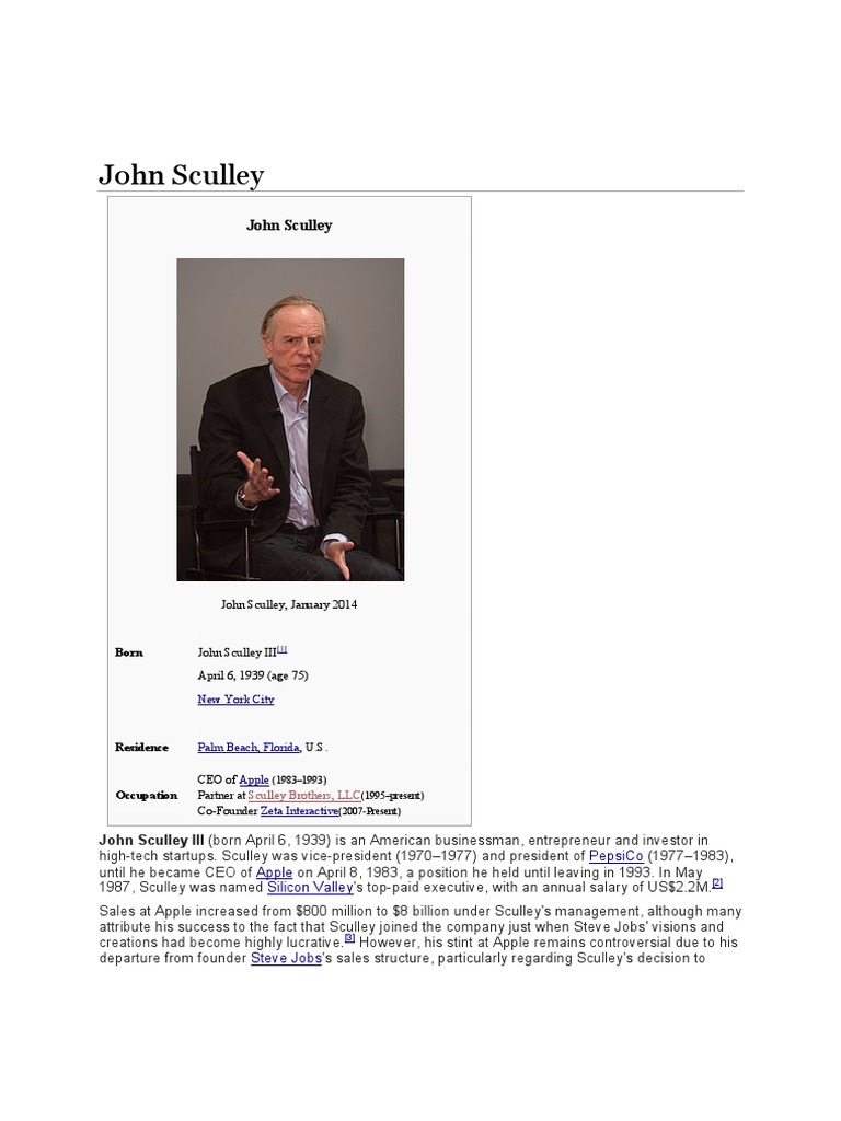 John Sculley: Apple CEO Overview | PDF | Macintosh | Pepsi