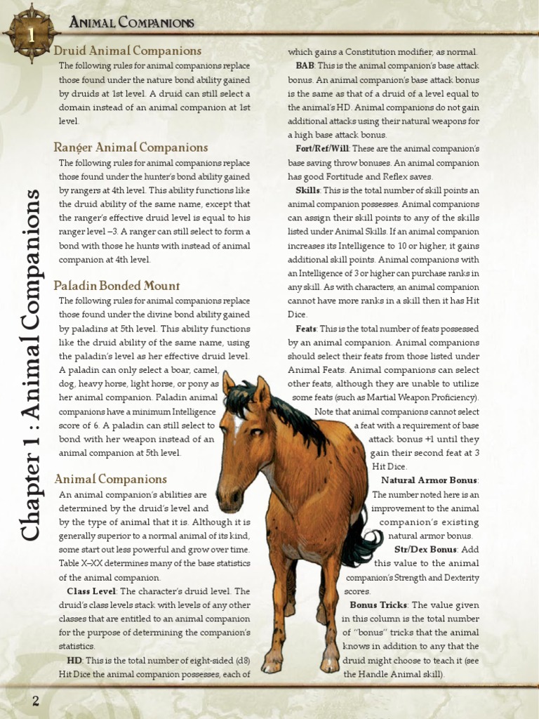 Pathfinder Animal Companions | PDF | Leisure