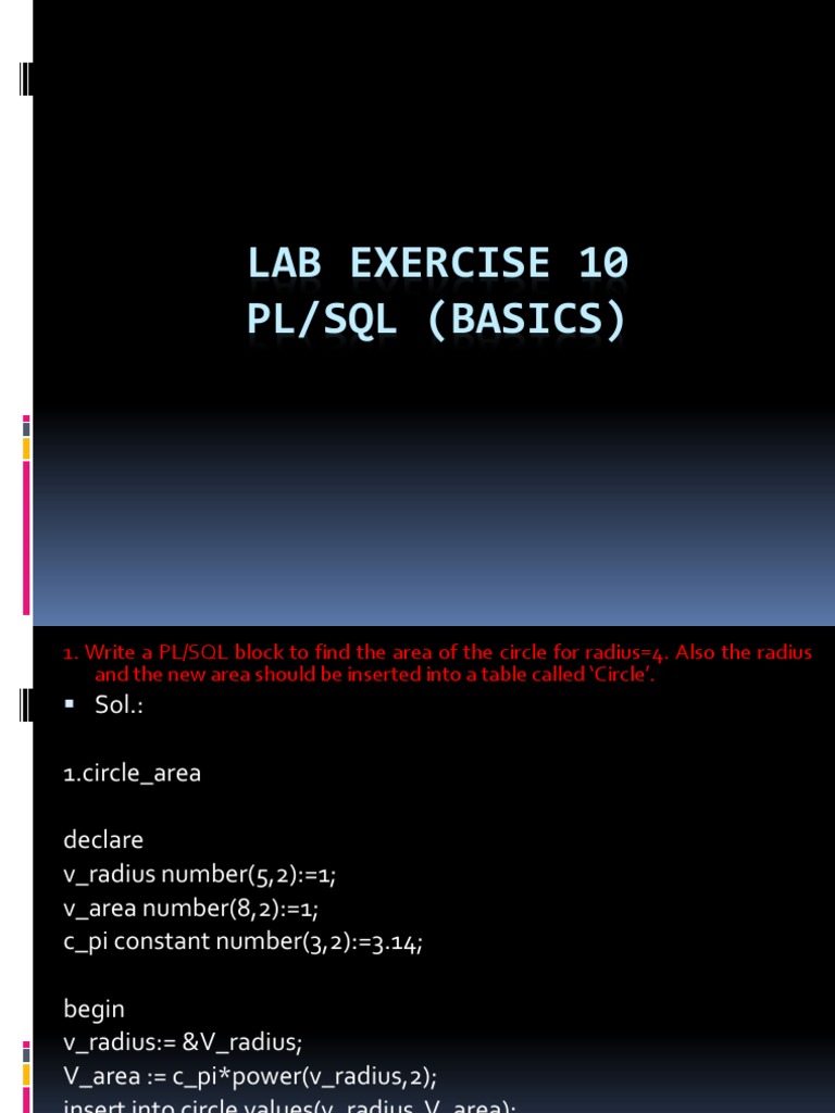 Lab Exercise 10-11-12 - PLSQL | PDF | Pl/Sql | Information Retrieval