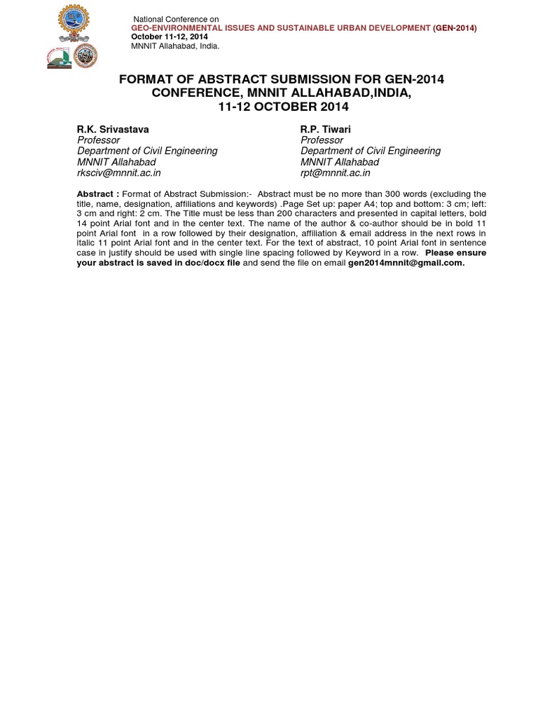 GEN-2014 Abstract Submission Guidelines | PDF