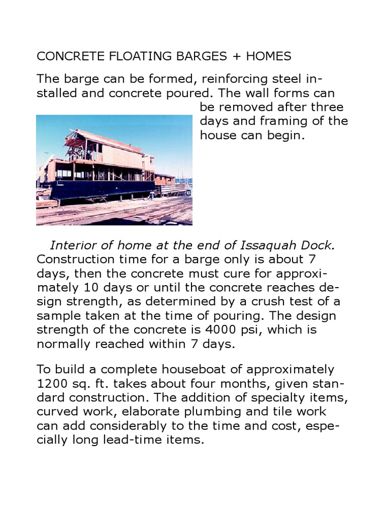 Concrete Floating Barges + Homes | PDF | Concrete | Building