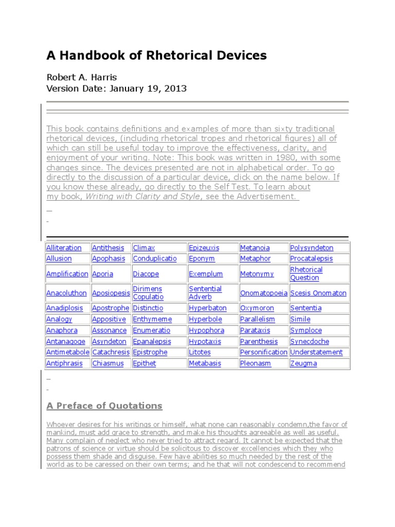 A Handbook of Rhetorical Devices | PDF | Rhetoric | Metaphor