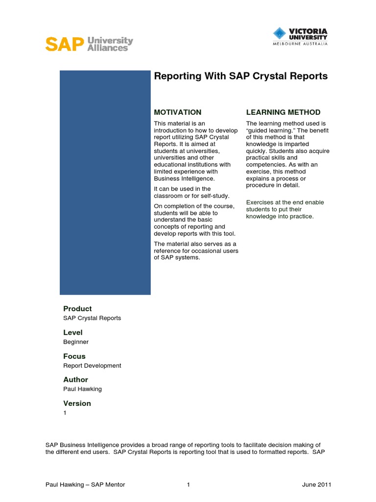 SAP Crystal Reports Guide | PDF | Point And Click | Tab (Gui)