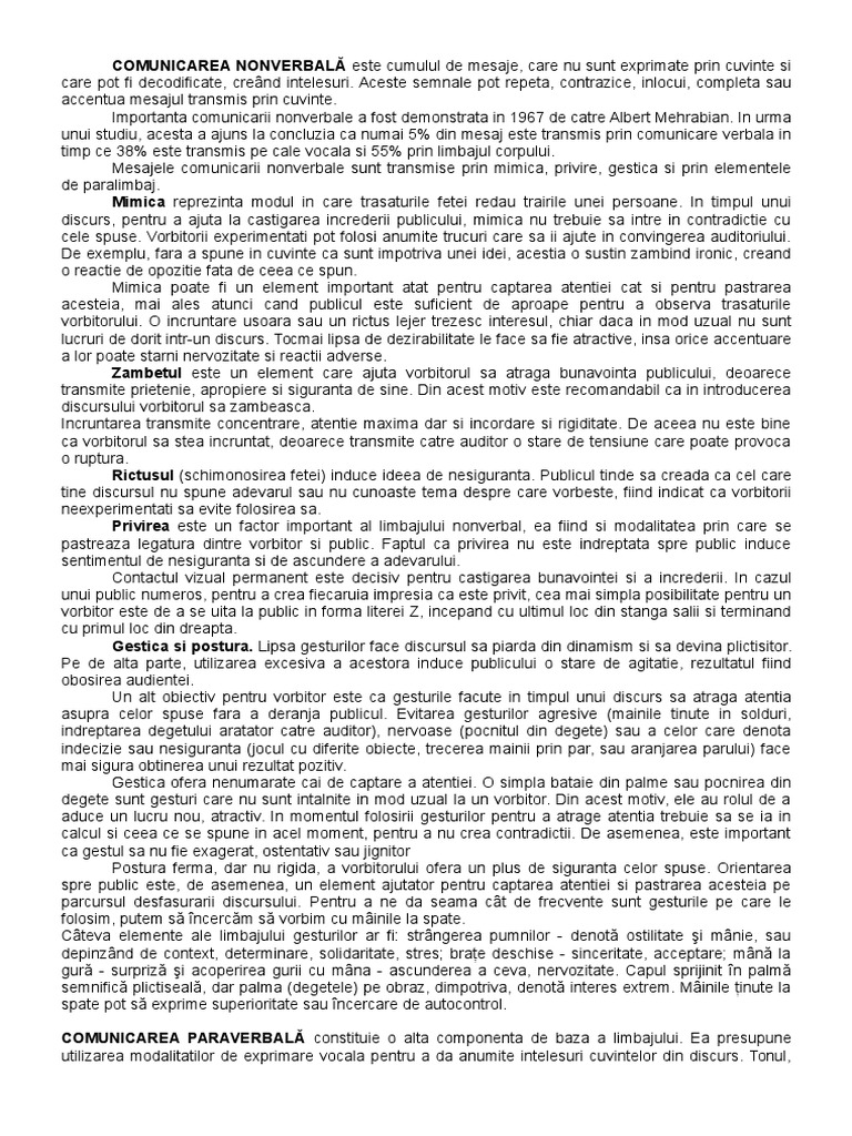 Comunicarea Paraverbala | PDF