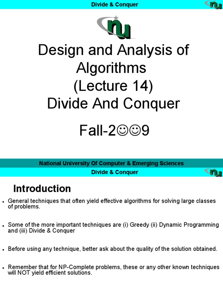 L 14 Divideandconquer Pdf Discrete Mathematics Mathematical Analysis