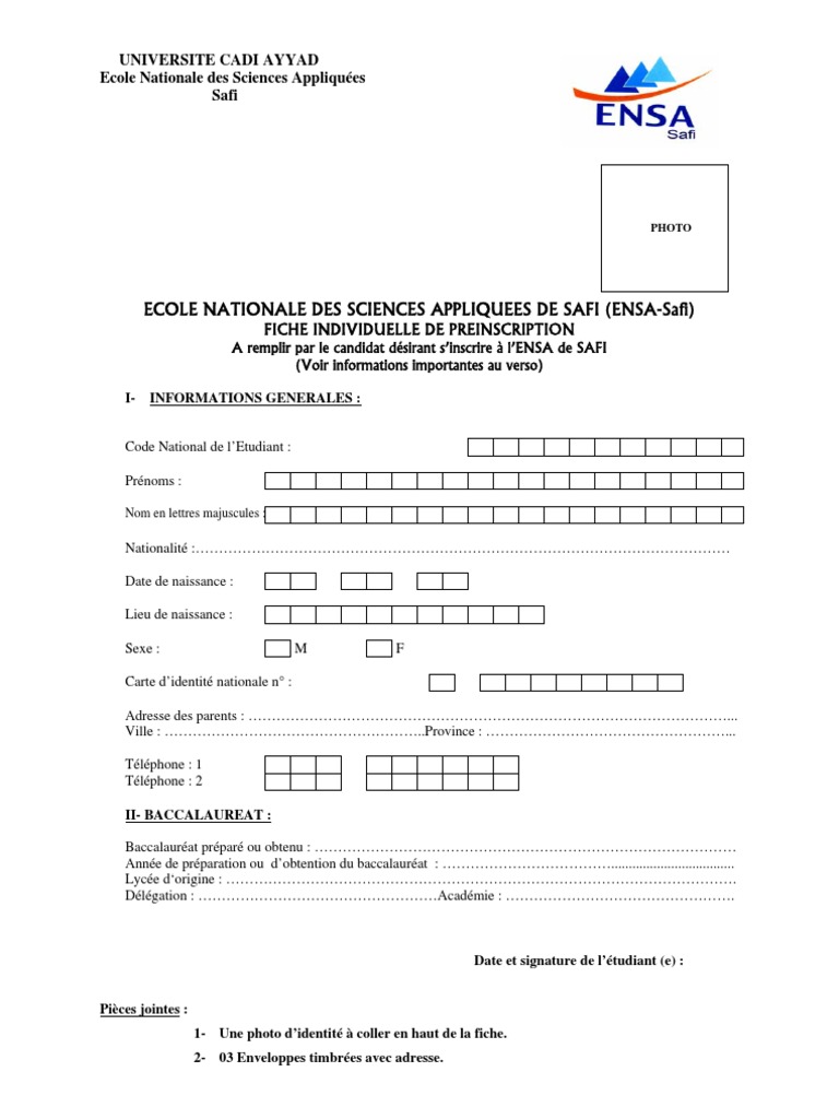 Préinscription à l'ENSA Safi 2025 | PDF | Écoles | Enseignement supérieur
