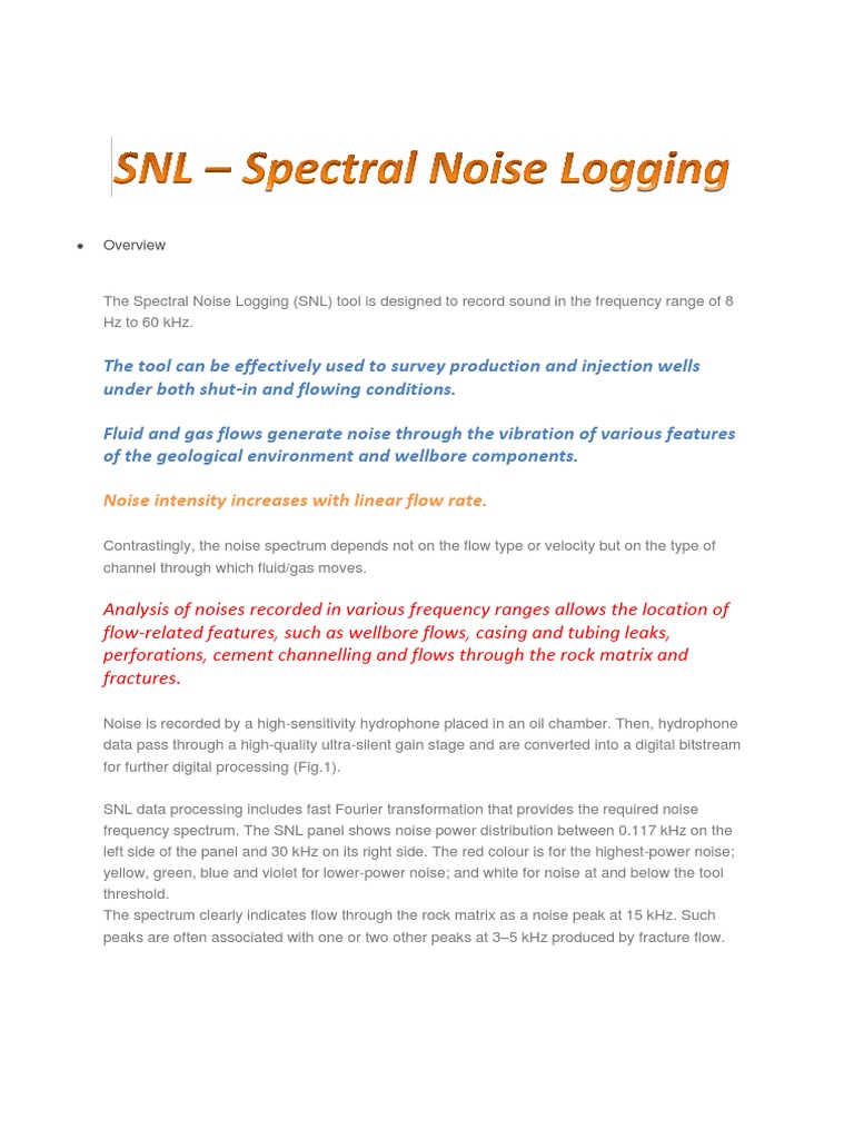 TGT - Spectral Noise Logging | PDF | Casing (Borehole) | Spectral Density