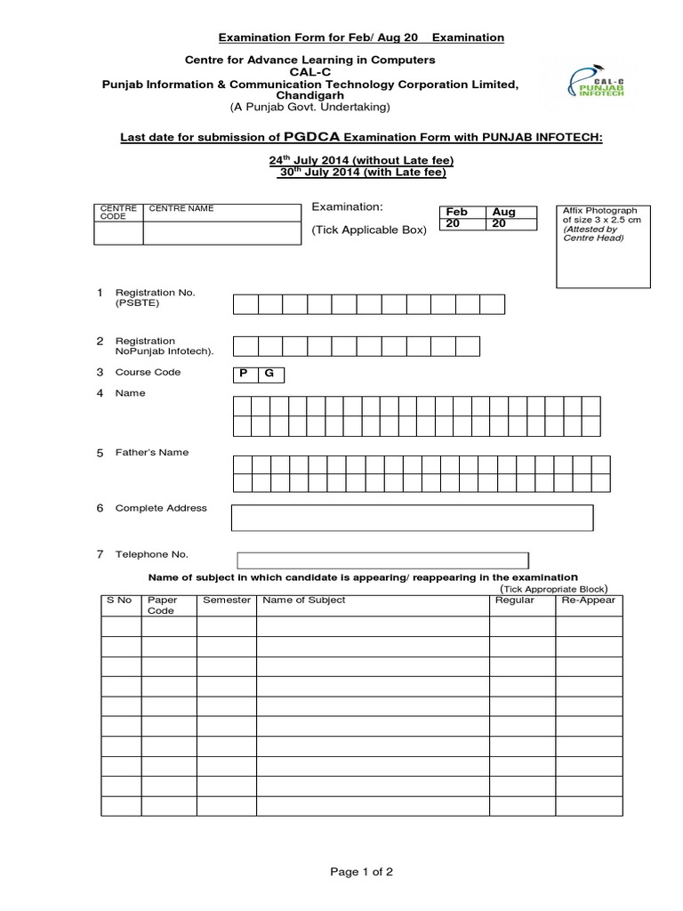 Exam Form | PDF | Fee | Test (Assessment)