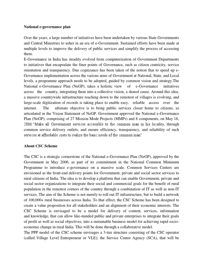 National E-Governance Plan | PDF | E Government | Accountability